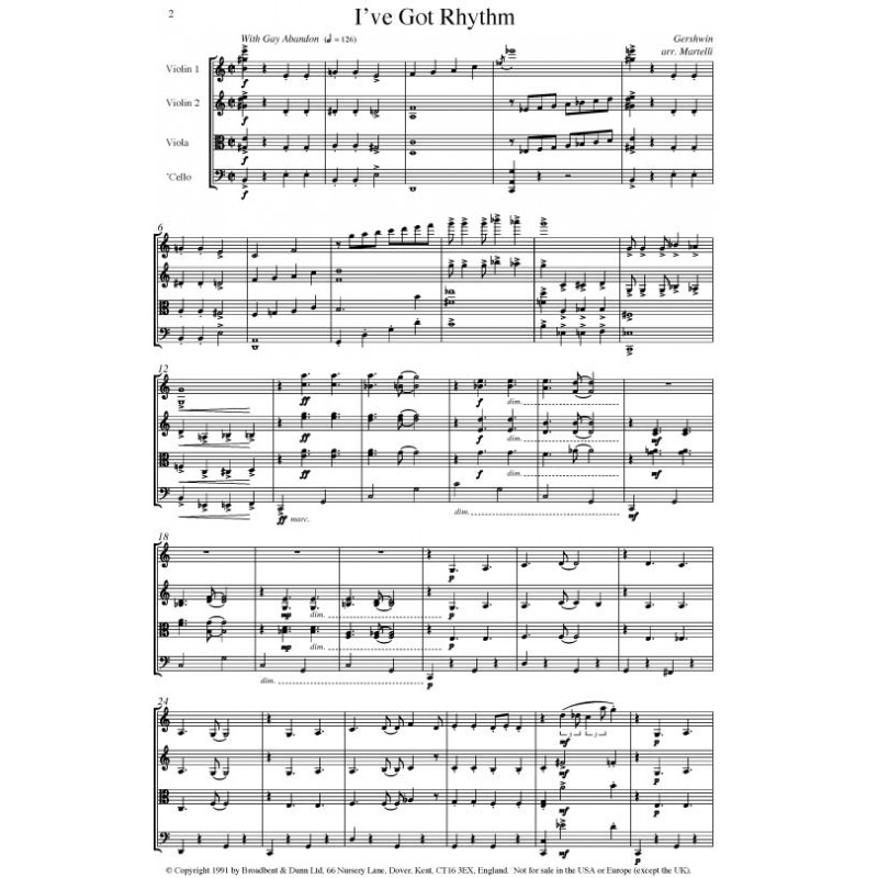 I've Got Rhythm String quartet, quartetto d'archi