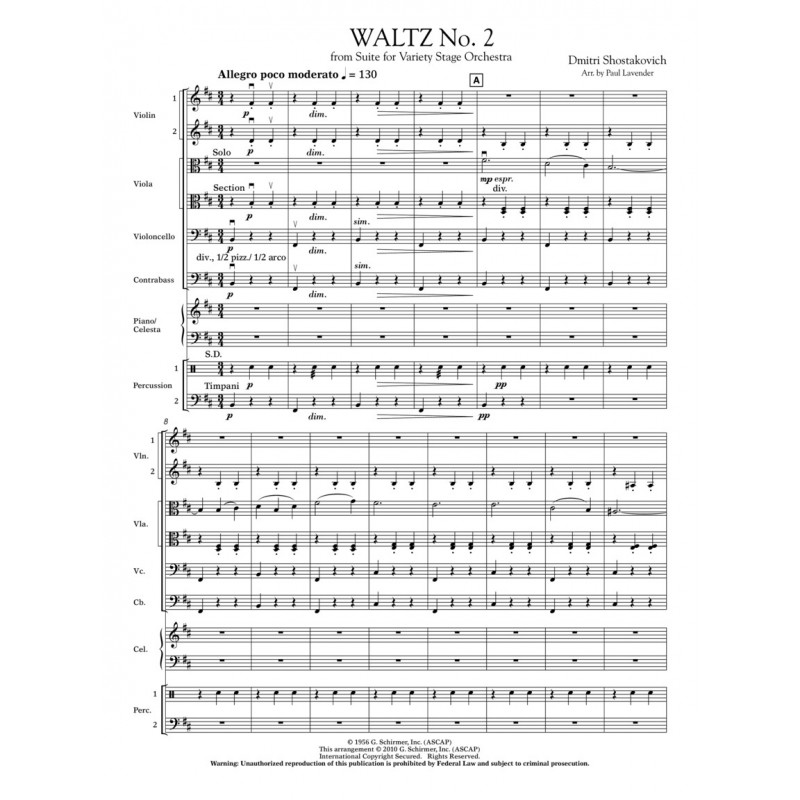 arrangiamenti orchestra d'archi, Waltz No.2 Shostakovich