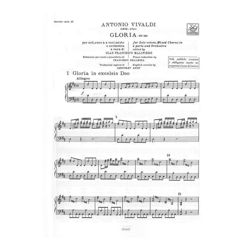 vivaldi Gloria RV.589 Vocal Score