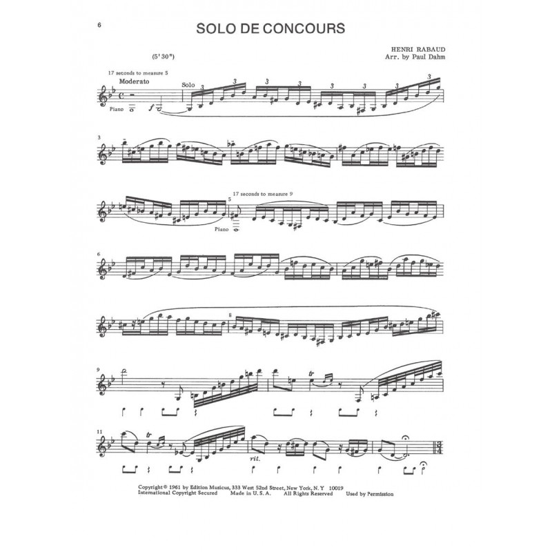 Advanced Clarinet Solos, Music Minus One Clarinet,